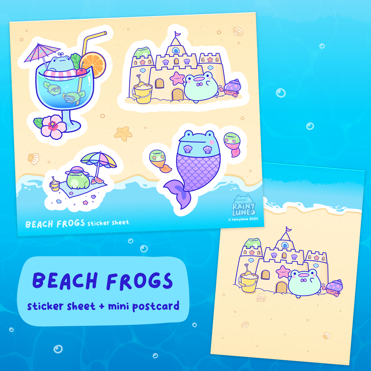 Beach Frogs Sticker Sheet – rainylune