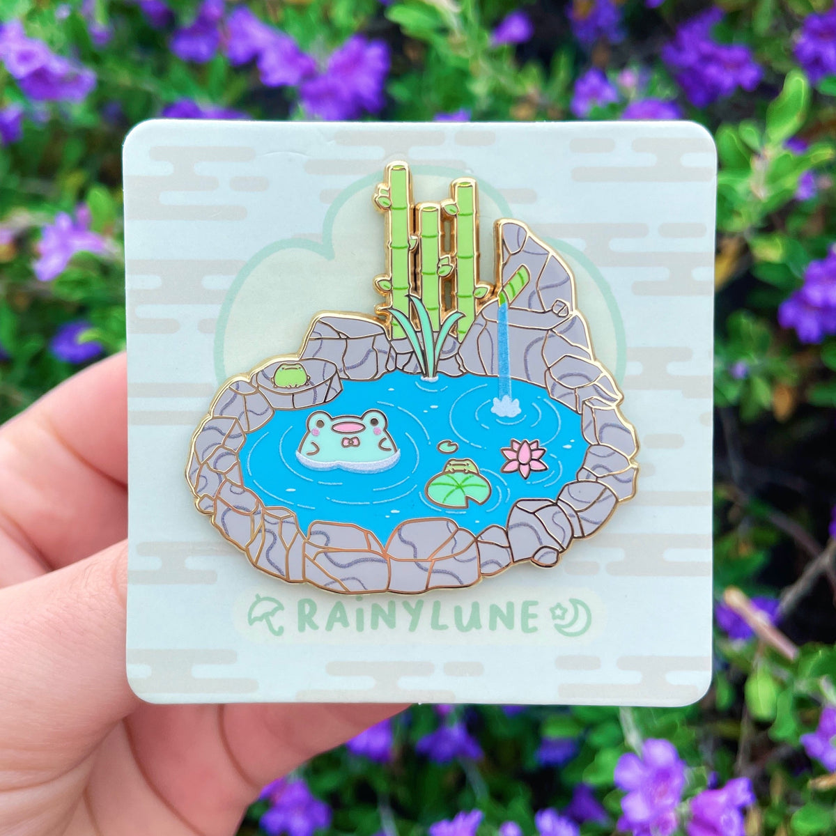 Hot Spring Friend the Frog Pin – rainylune