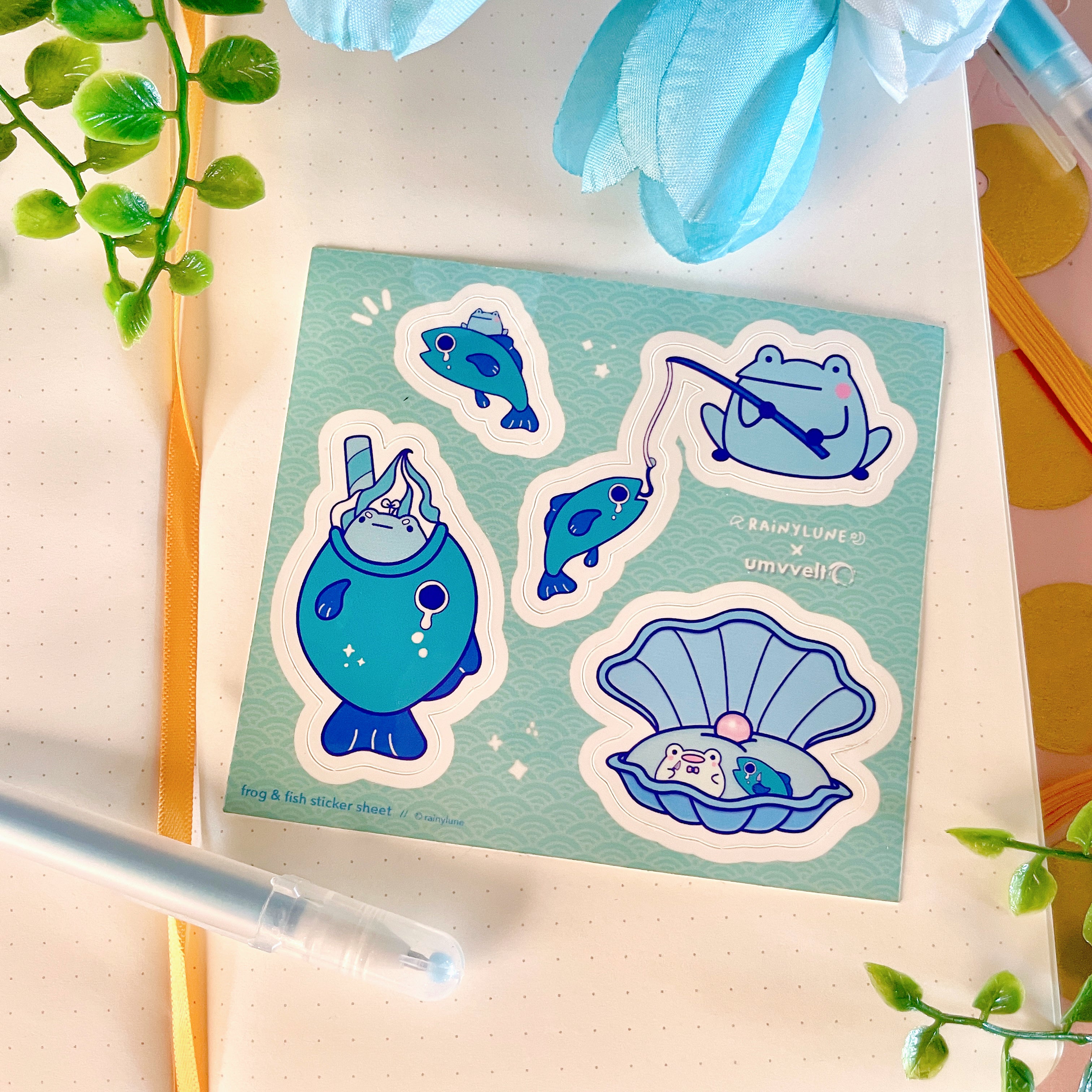 Fishing Frogs Sticker Sheet - Umvvelt x Rainylune – rainylune