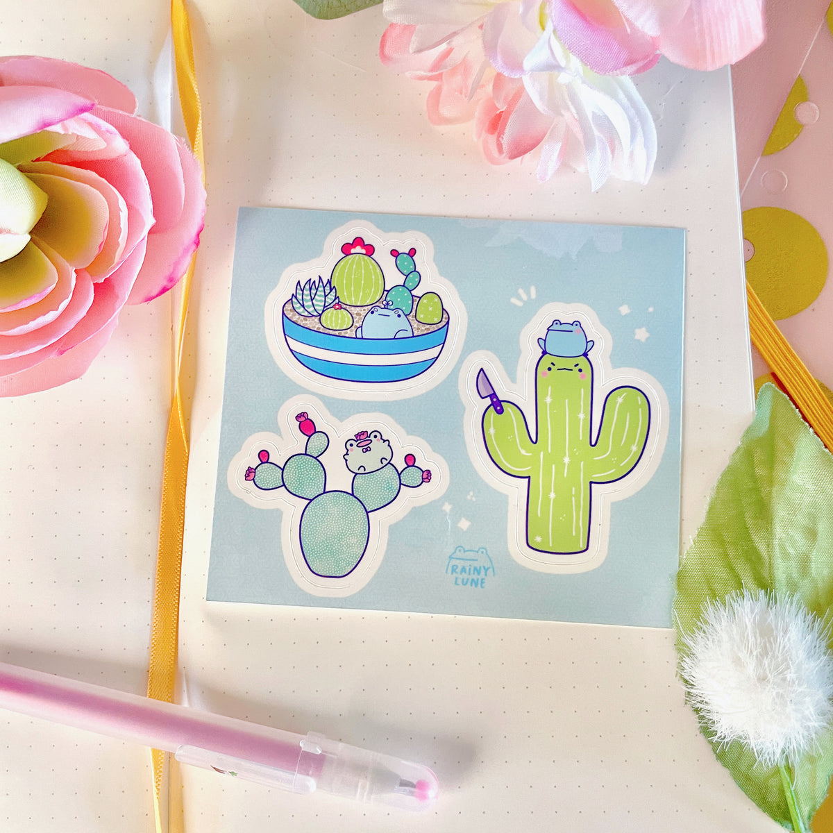 Cactus Frogs Sticker Sheet – rainylune